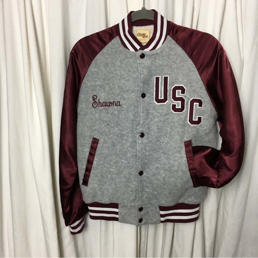 Vintage Chalk Line Fleece And Satin Usc Jacket Rare Xs - Gem